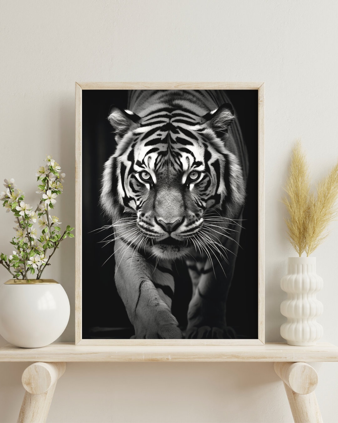 Tiger Poster Print | B&W Tiger Art | Tiger Wall Decor | Tiger ...