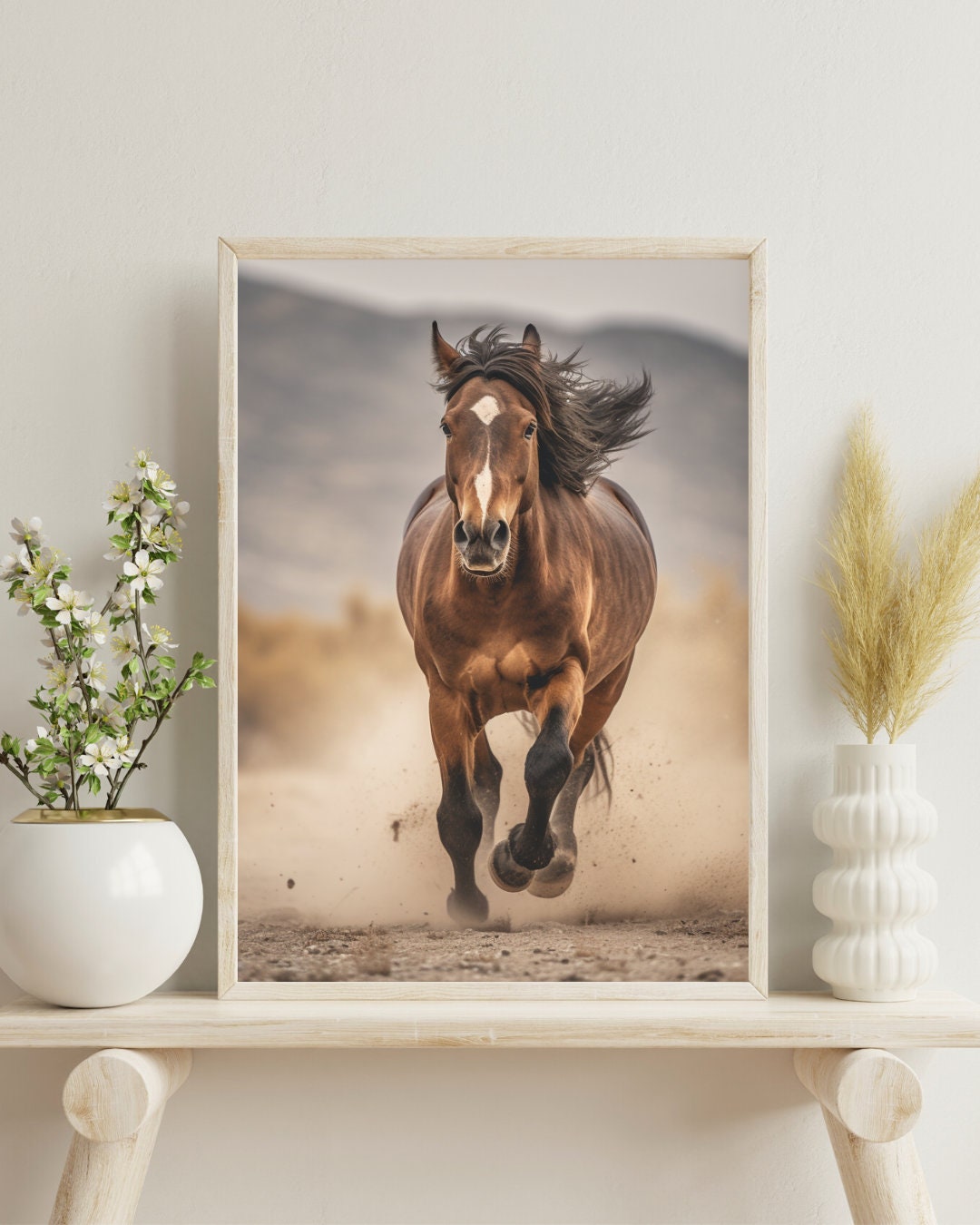 Horse Running Poster Print | Equine Art | Horse Wall Decor | Brown ...
