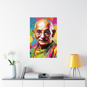 Colorful Gandhi Portrait Poster Print - Inspiring Mahatma Gandhi ...