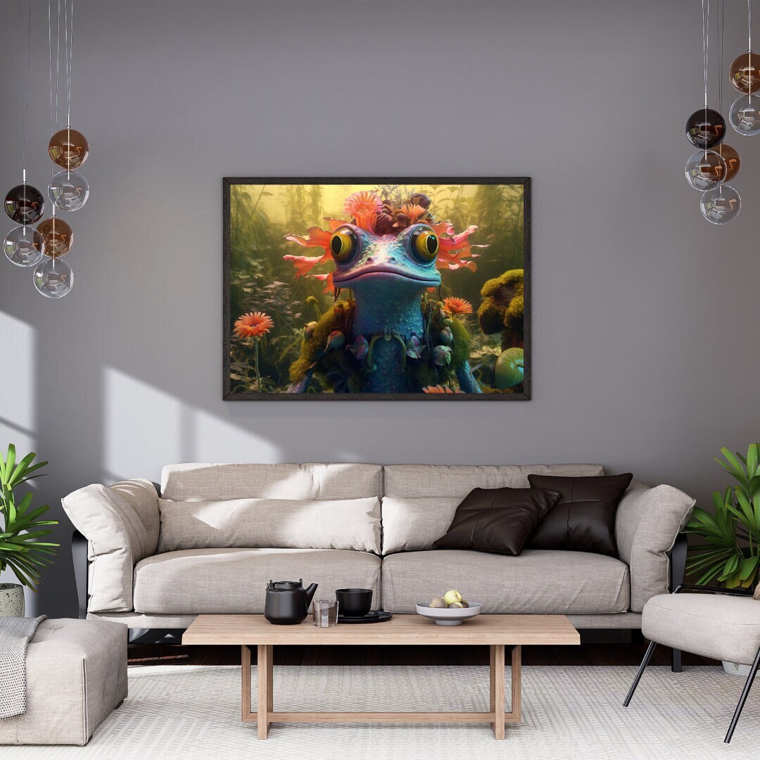 Happy Frog Poster Print Frog Mushroom Art Frog Wall Decor Mushroom Frog ...