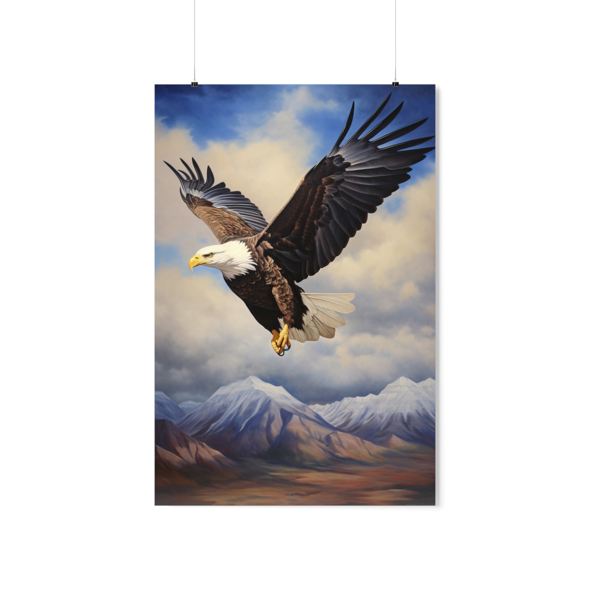Bald Eagle in Flight Majestic Poster Print Wildlife Art Perfect for ...