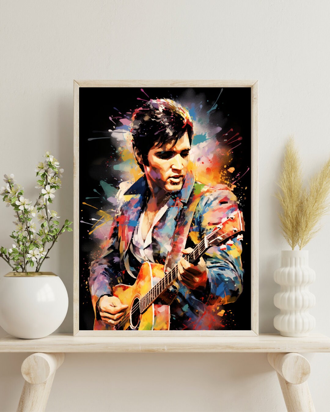 Vibrant Elvis Guitar Abstract Painting Poster Print - Music Art for ...