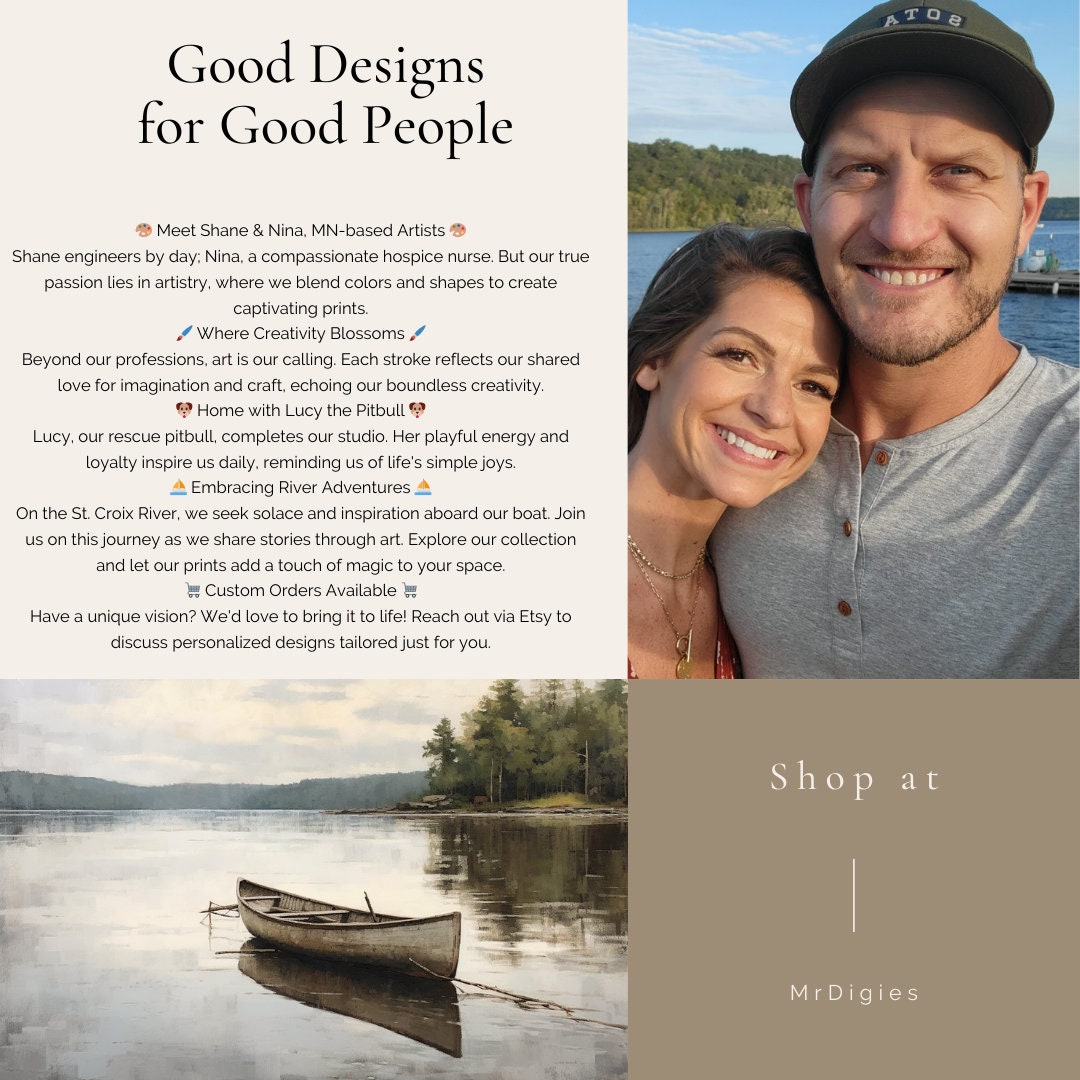 Canoe Lake Scene Poster Print | Lake Art | Canoe Wall Decor | Mountain ...