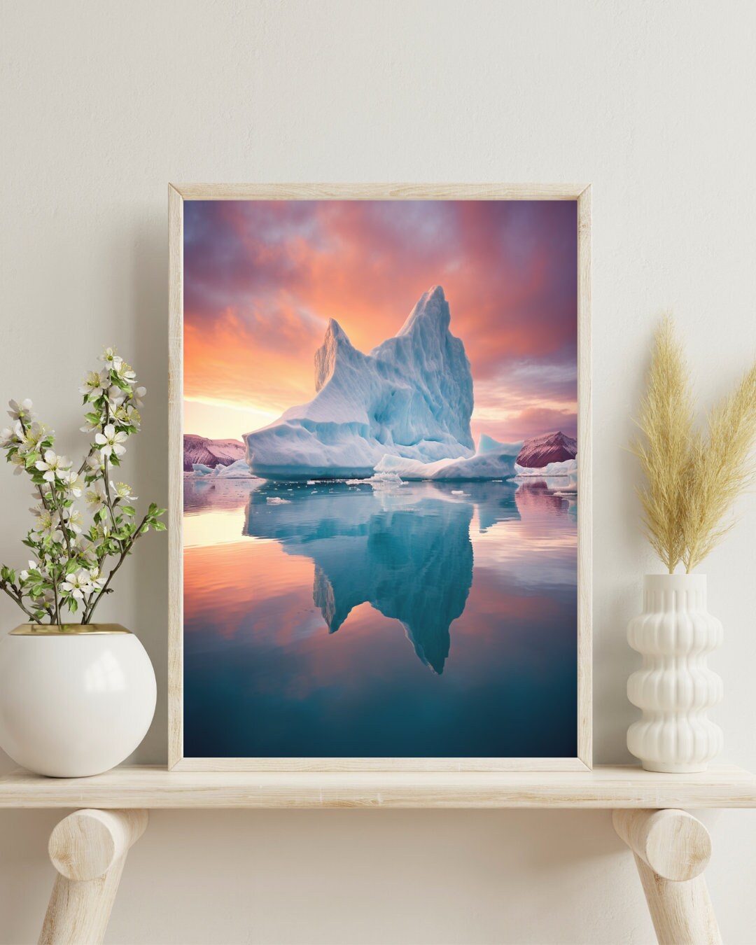 Sunset Iceberg Poster Print Winter Decor Landscape Wall Art Iceberg ...