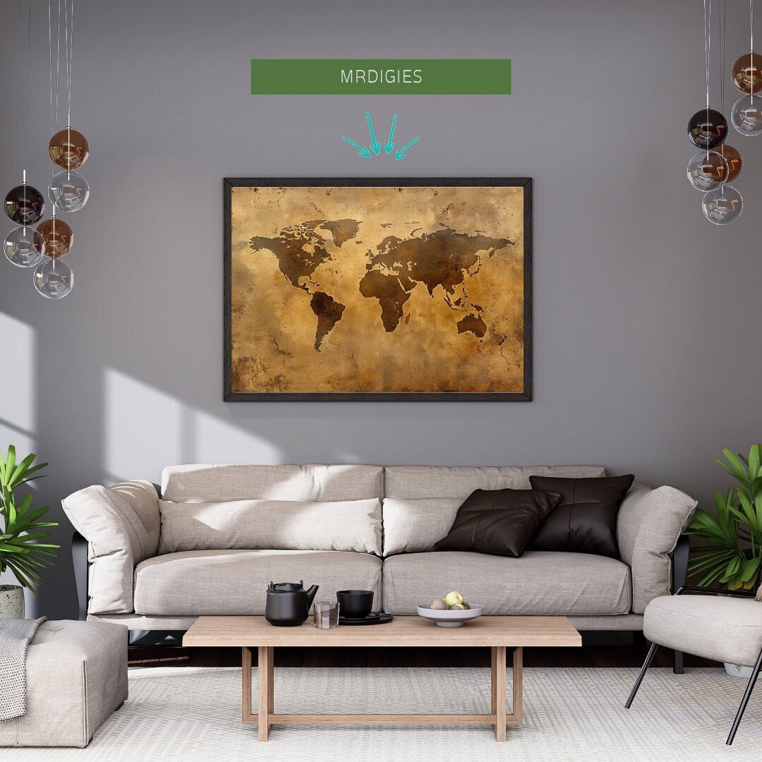 Antique World Map Framed Canvas Print | Vintage National Geographic ...