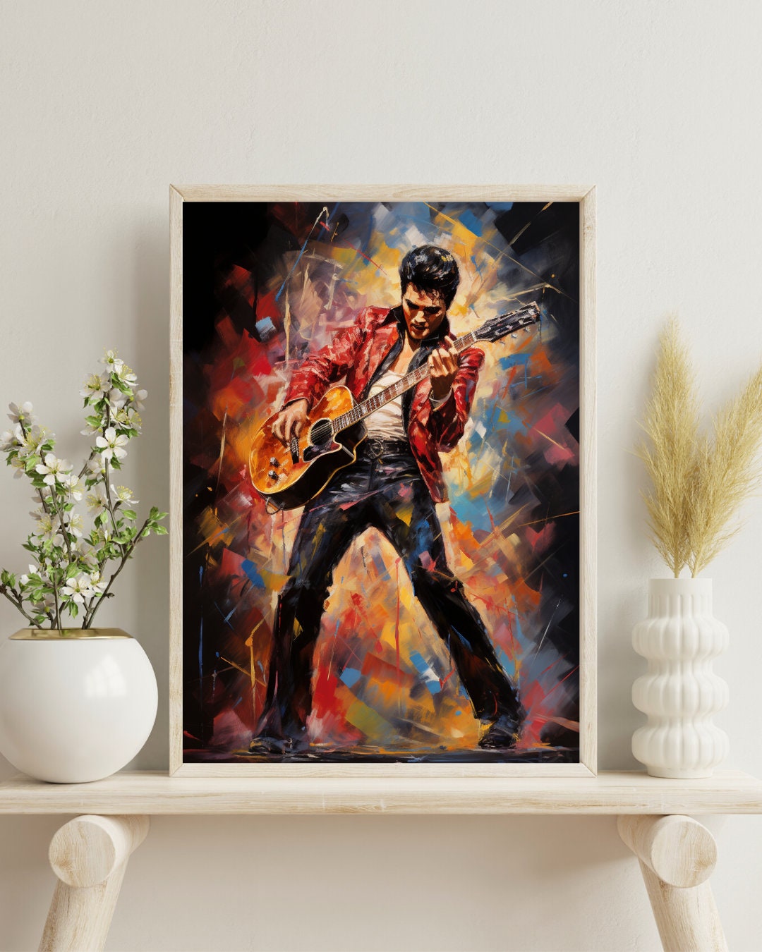 Colorful Abstract Elvis Guitar Art Print - Vibrant Poster Print for ...