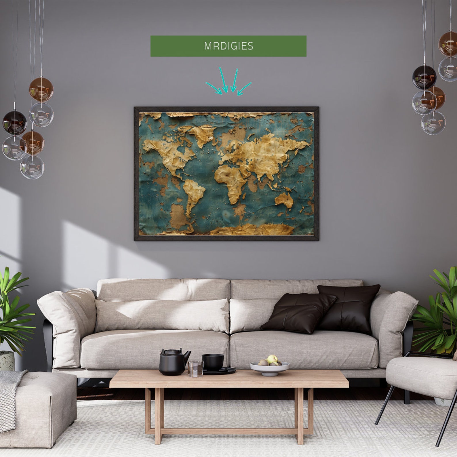 Antique World Map Framed Canvas Print | Vintage National Geographic ...