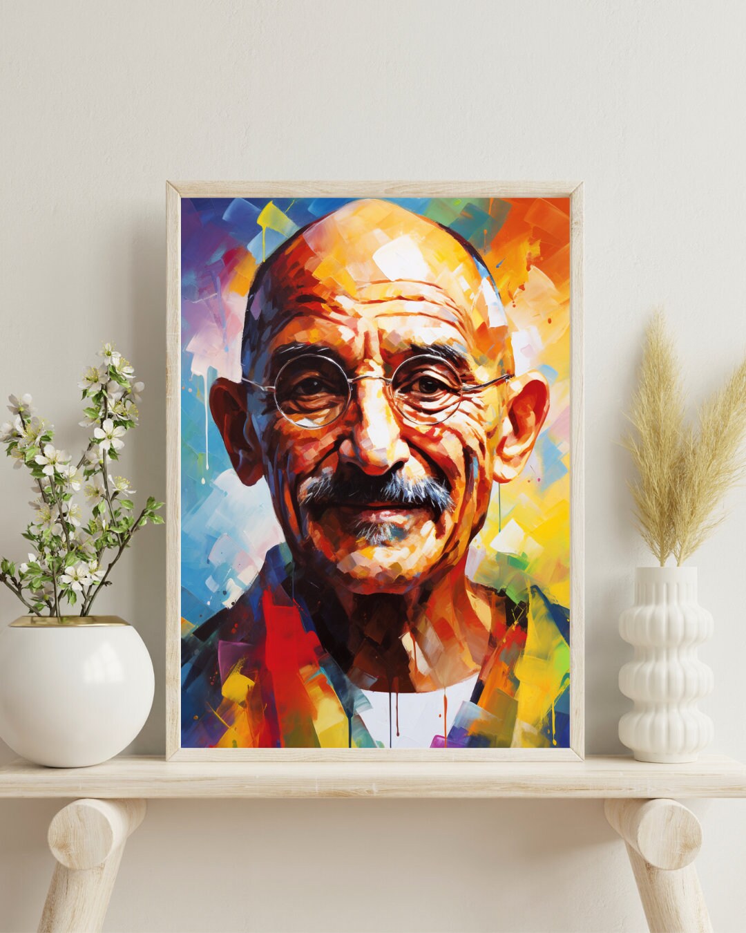 Colorful Gandhi Portrait Poster Print - Inspiring Mahatma Gandhi ...