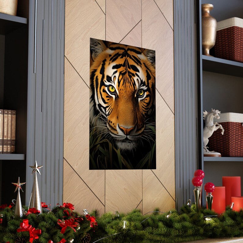 Vibrant Bengal Tiger Poster Print Majestic Closeup Wildlife - Etsy