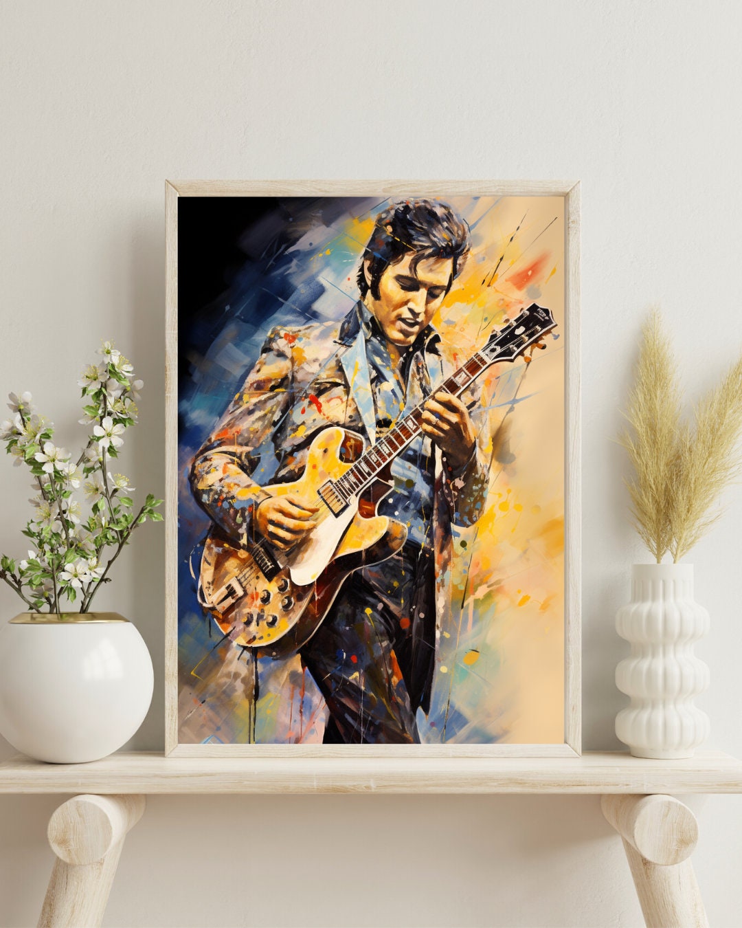 Colorful Elvis Guitar Art Print - Vibrant Poster Print for Music Lover ...