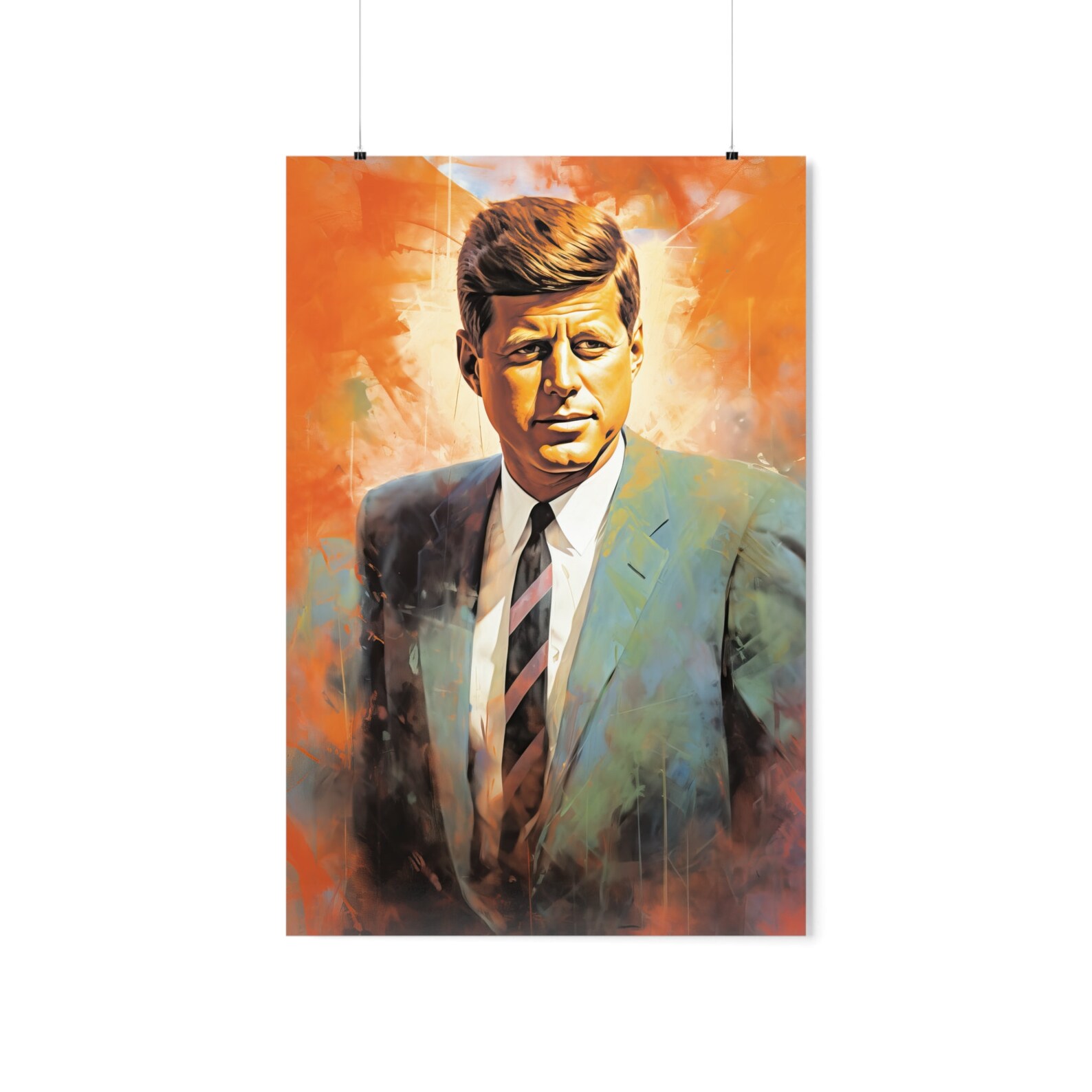 Vibrant JFK Portrait Print: Colorful JFK Art Presidential Decor Perfect ...