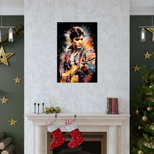 Vibrant Elvis Guitar Abstract Painting Poster Print - Music Art for ...