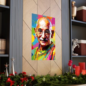 Colorful Gandhi Portrait Poster Print - Inspiring Mahatma Gandhi ...
