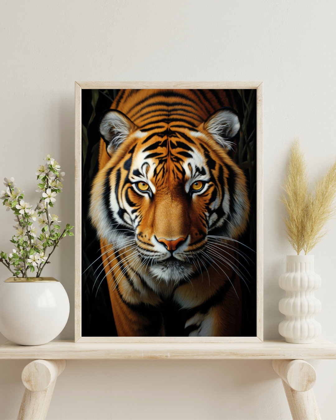 Vibrant Bengal Tiger Poster Print - Majestic Closeup Wildlife Art ...
