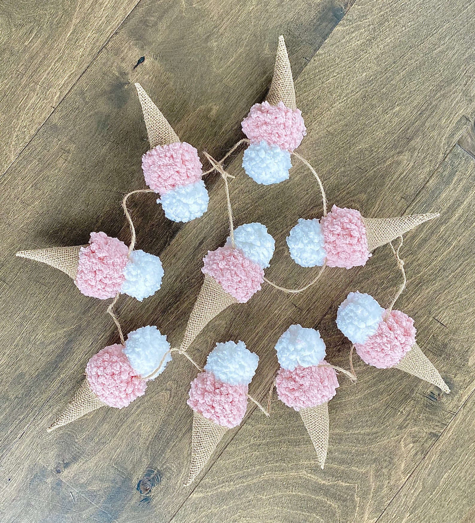 Ice Cream Garland Ice Cream Cone Garland Pompom Ice Cream - Etsy