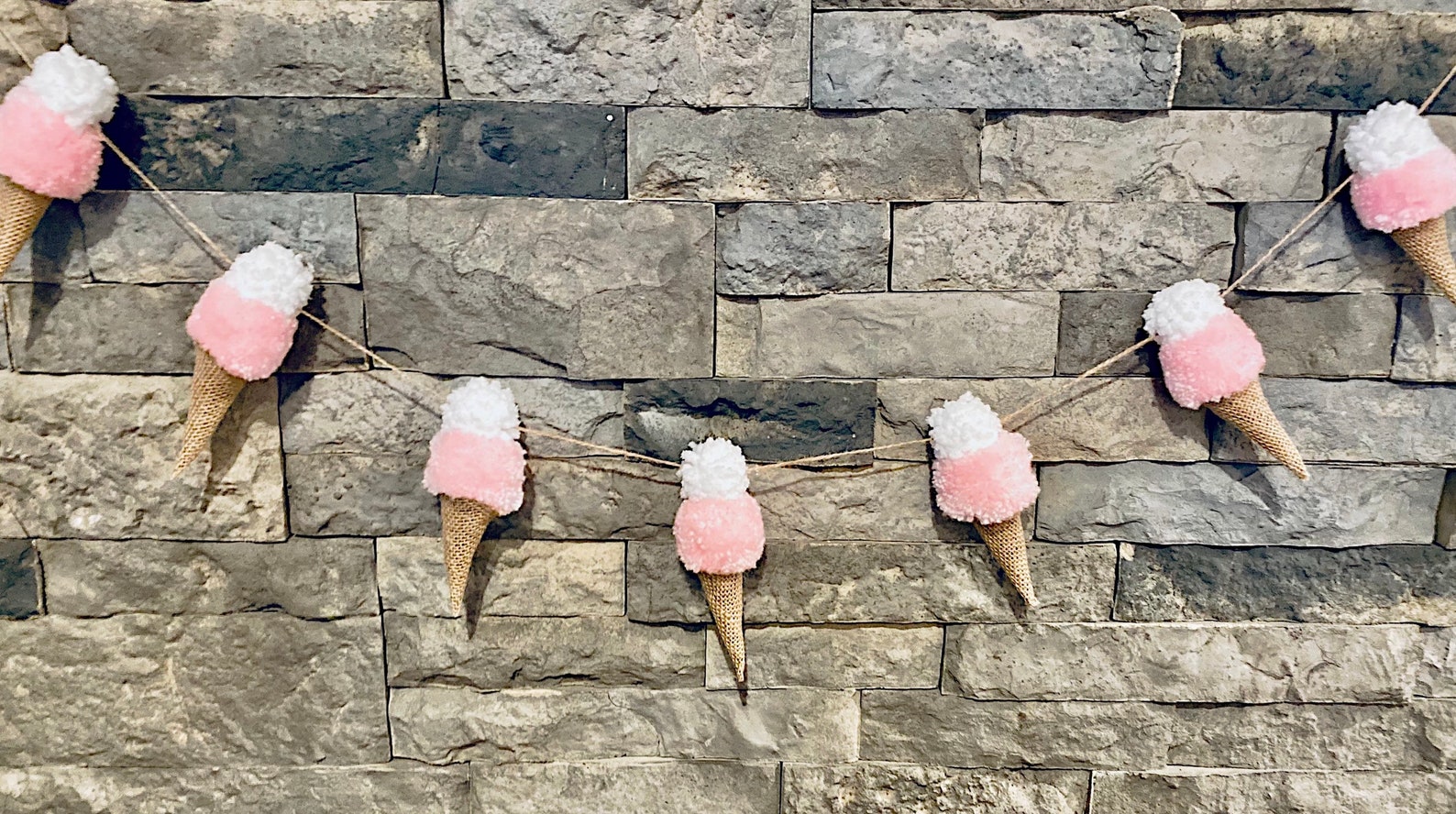 Ice Cream Garland Ice Cream Cone Garland Pompom Ice Cream | Etsy