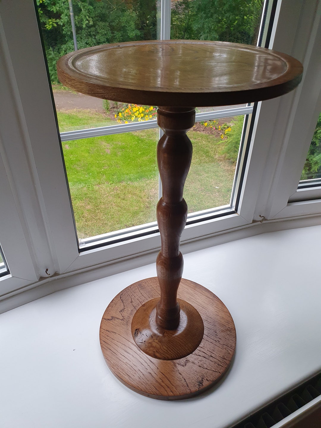Dark Oak Pedestal Side Table - Etsy