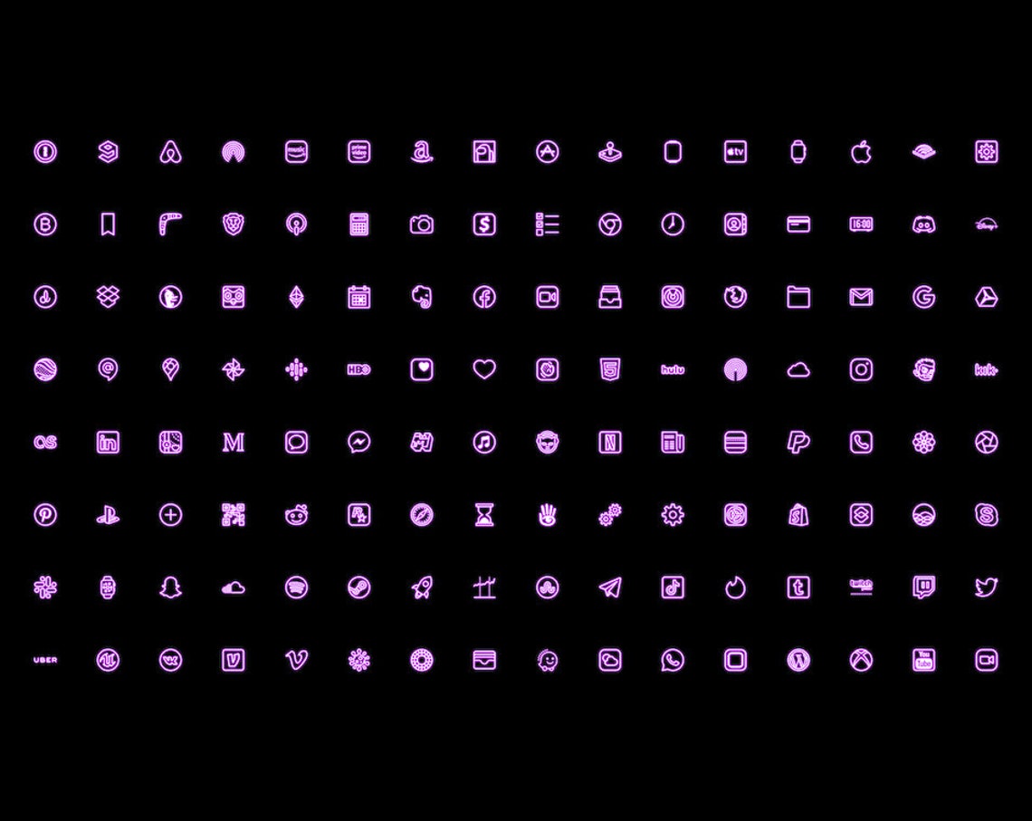 Purple Neon Ios 14 App Icons | Ios14 Icon | Aesthetic Icons | Purple ...