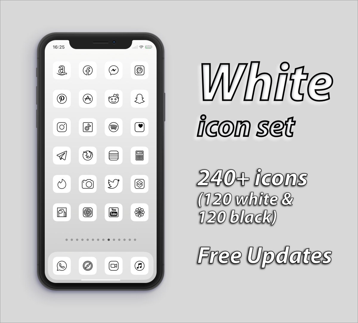 240 Zwart & Wit iOS Iconen Minimalistisch startscherm - Etsy Nederland