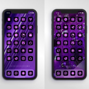 Purple Neon Ios 14 App Icons | Ios14 Icon | Aesthetic Icons | Purple ...