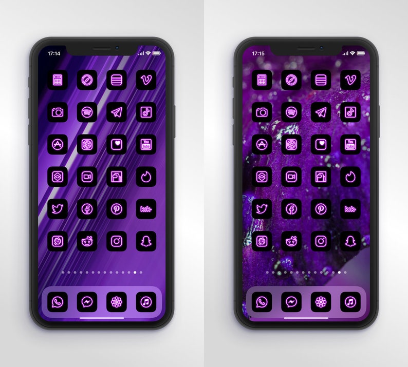Purple Neon Ios 14 App Icons | Ios14 Icon | Aesthetic Icons | Purple ...