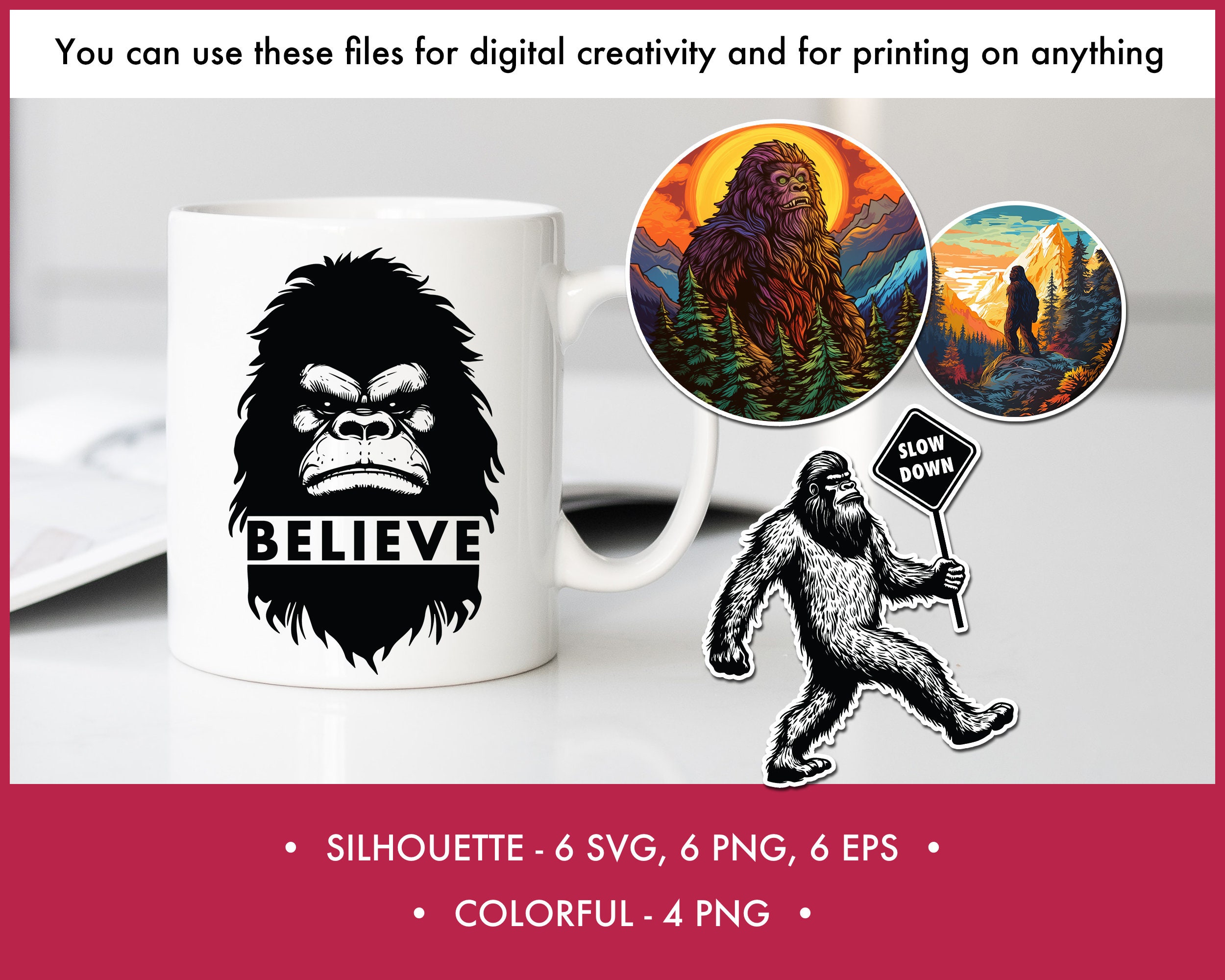 Bigfoot Sticker Pack, Yeti Sticker, Sasquatch Sticker, Digital ...