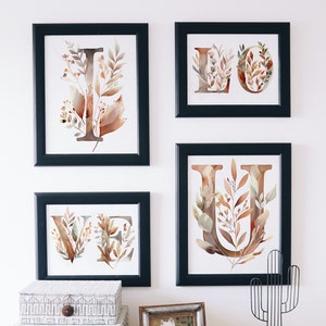 Boho Alphabet 26 PNG Download, Fall Boho Monogram Letters Watercolor ...