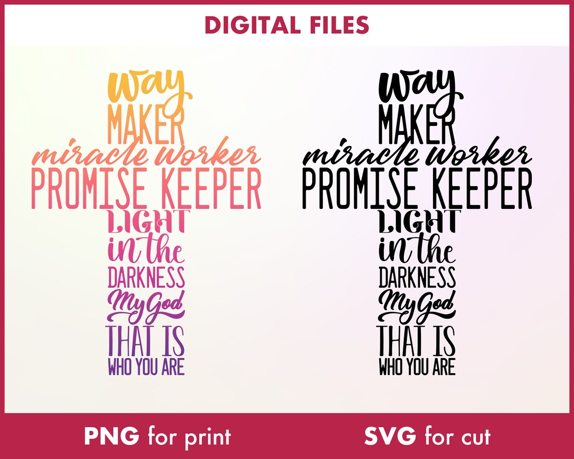 Way Maker SVG, Cross SVG, Christian Svg, Way Maker Canvas SVG, Jesus ...