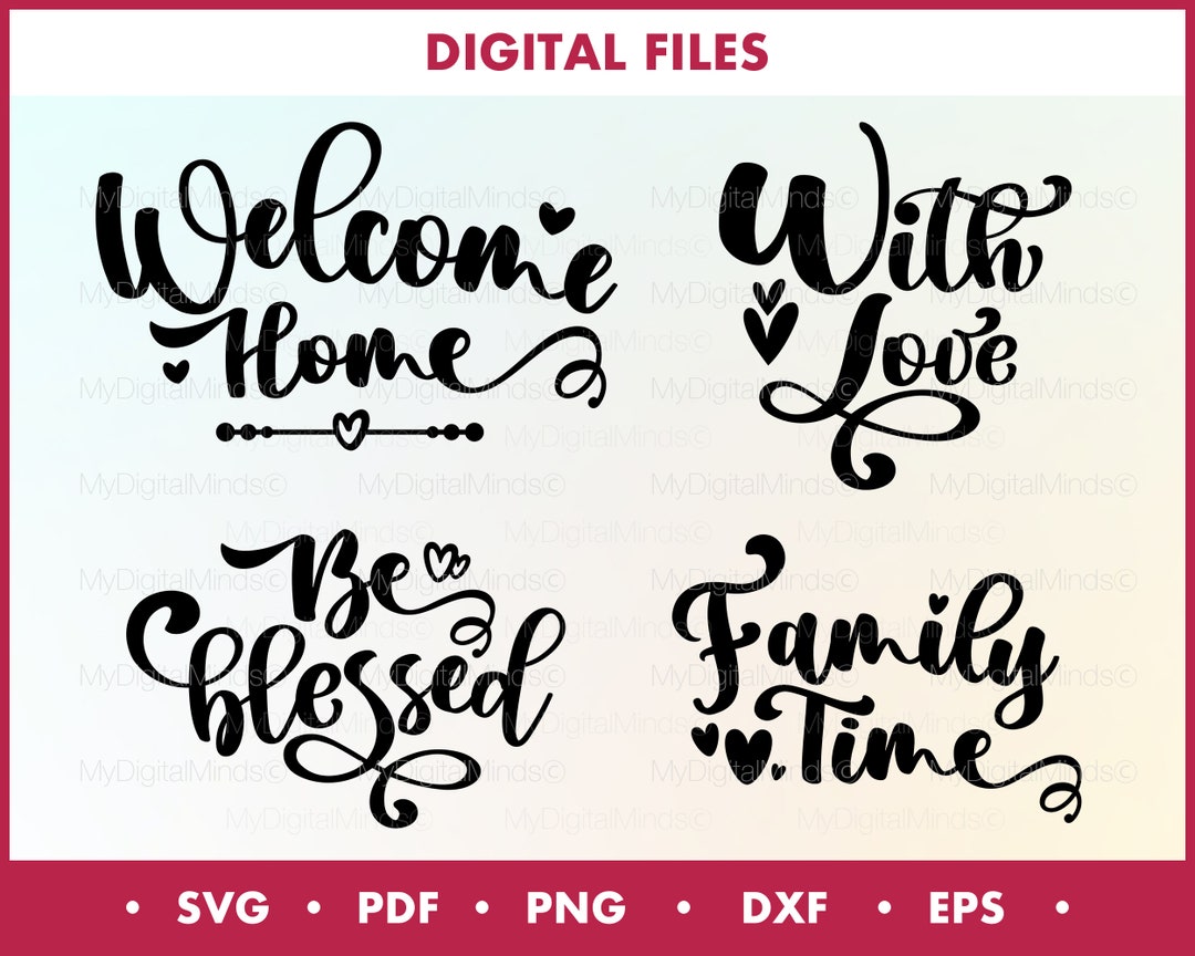 Family Signs SVG Bundle, Wall Decor Welcome Sign SVG, Family Time, Be ...