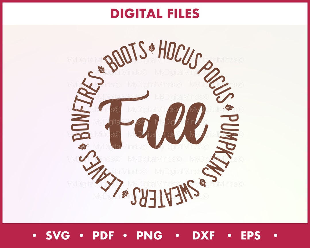Fall SVG, Fall Things Circle Digital SVG Cut Files, Autumn Things, Wall ...