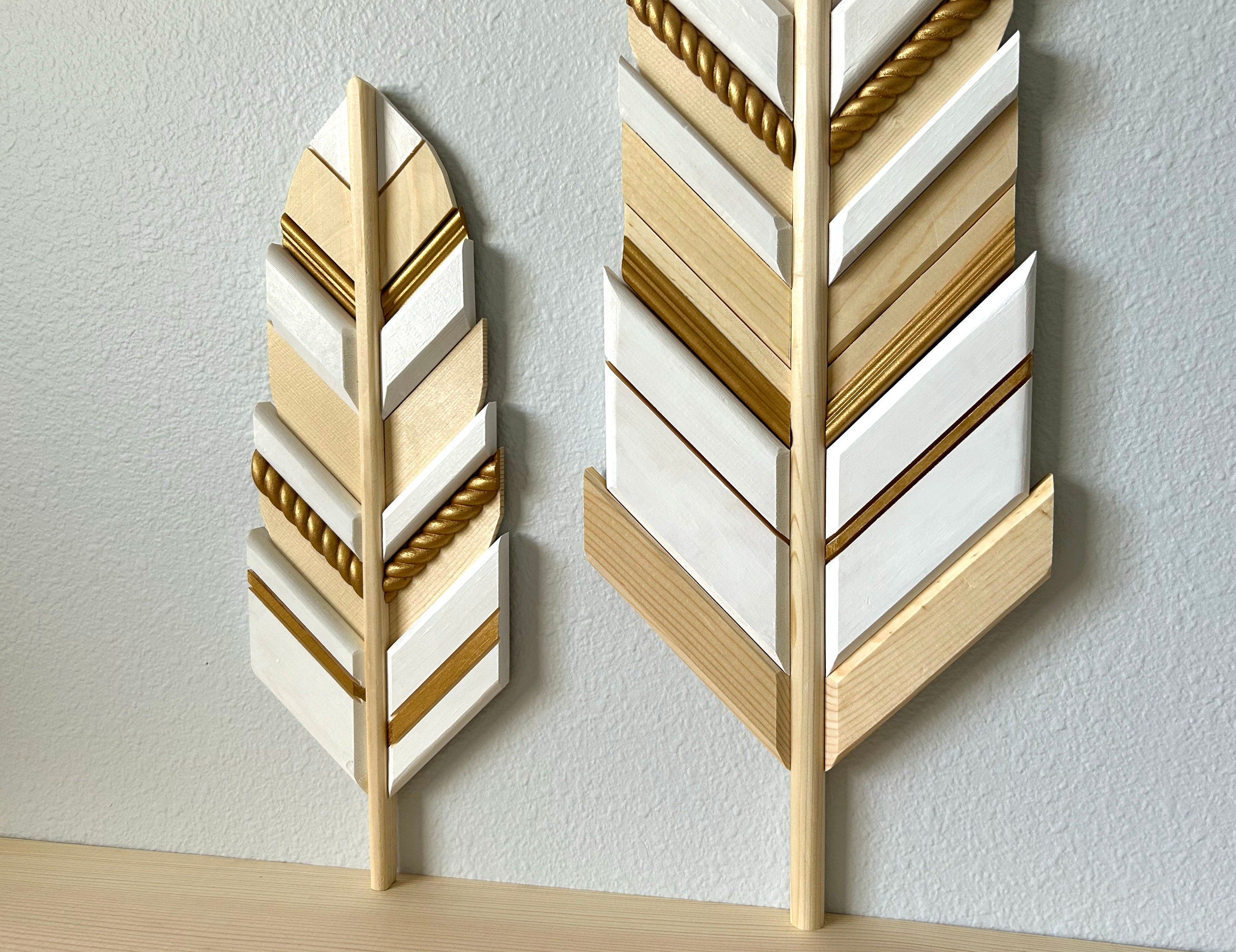 Handmade Wooden Feathers, Boho Style, Ethnic Design for Living Room ...