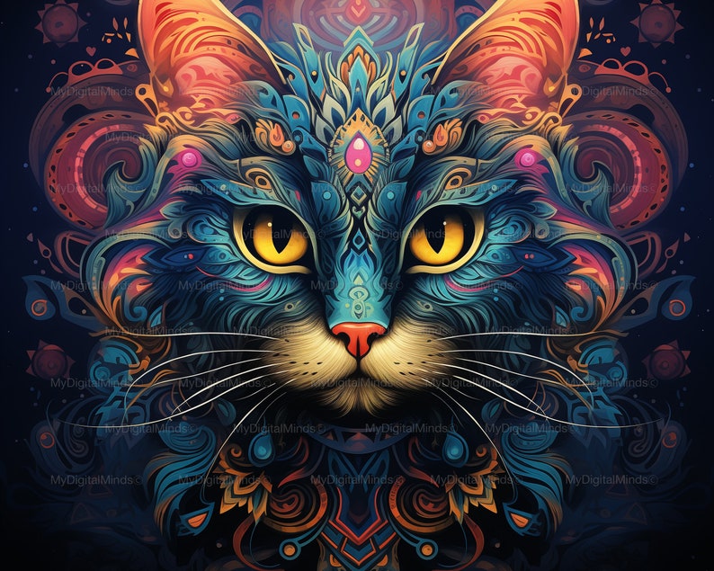 30 Magical Cats, Owls and Foxes PNG, Cat Lover Gift, Mandala Art, Set ...