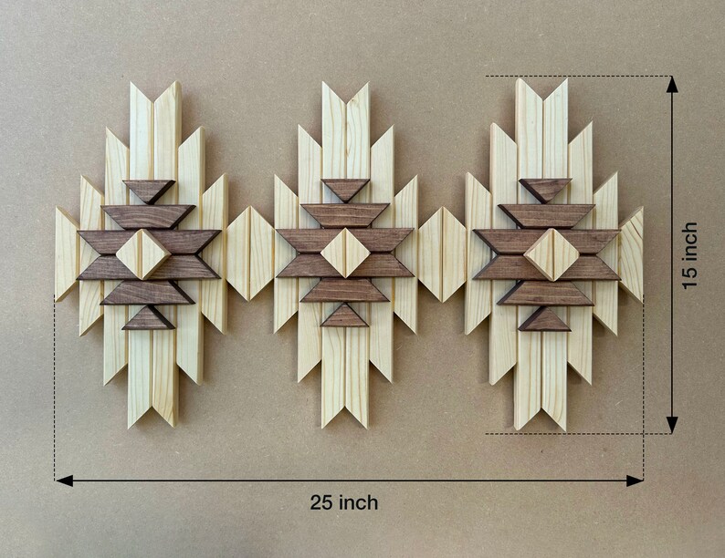 Native American Style Wall Decor, Wooden Aztec Pattern, Handmade Wall ...