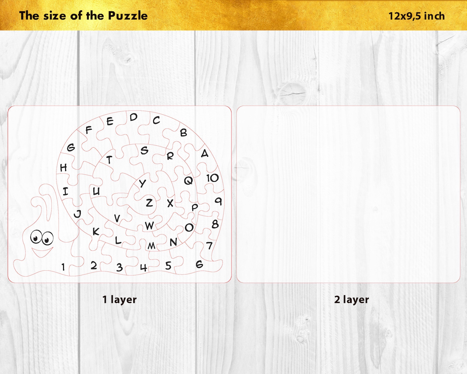 Puzzle Alphabet Snail. Laser Cut Vector File Ai PDF DXF SVG, for Laser ...