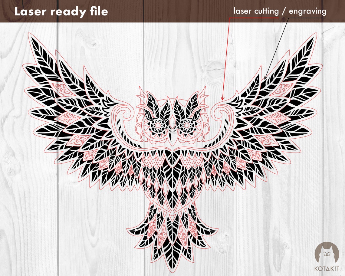 Volumetric Owl Laser Cut Files 3d Mandala Svg Ai Pdf Dxf Mandala Owl ...