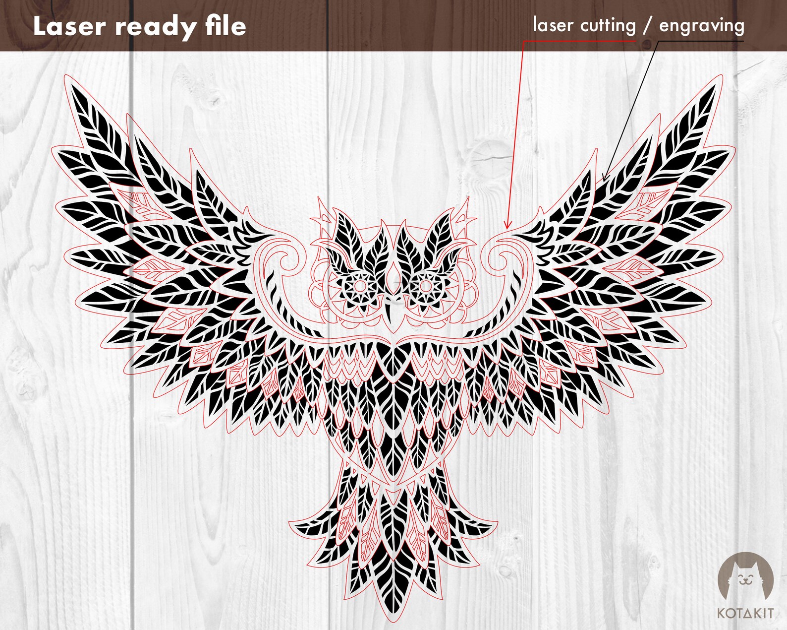 Volumetric Owl Laser Cut Files 3d Mandala Svg Ai Pdf Dxf Mandala Owl ...