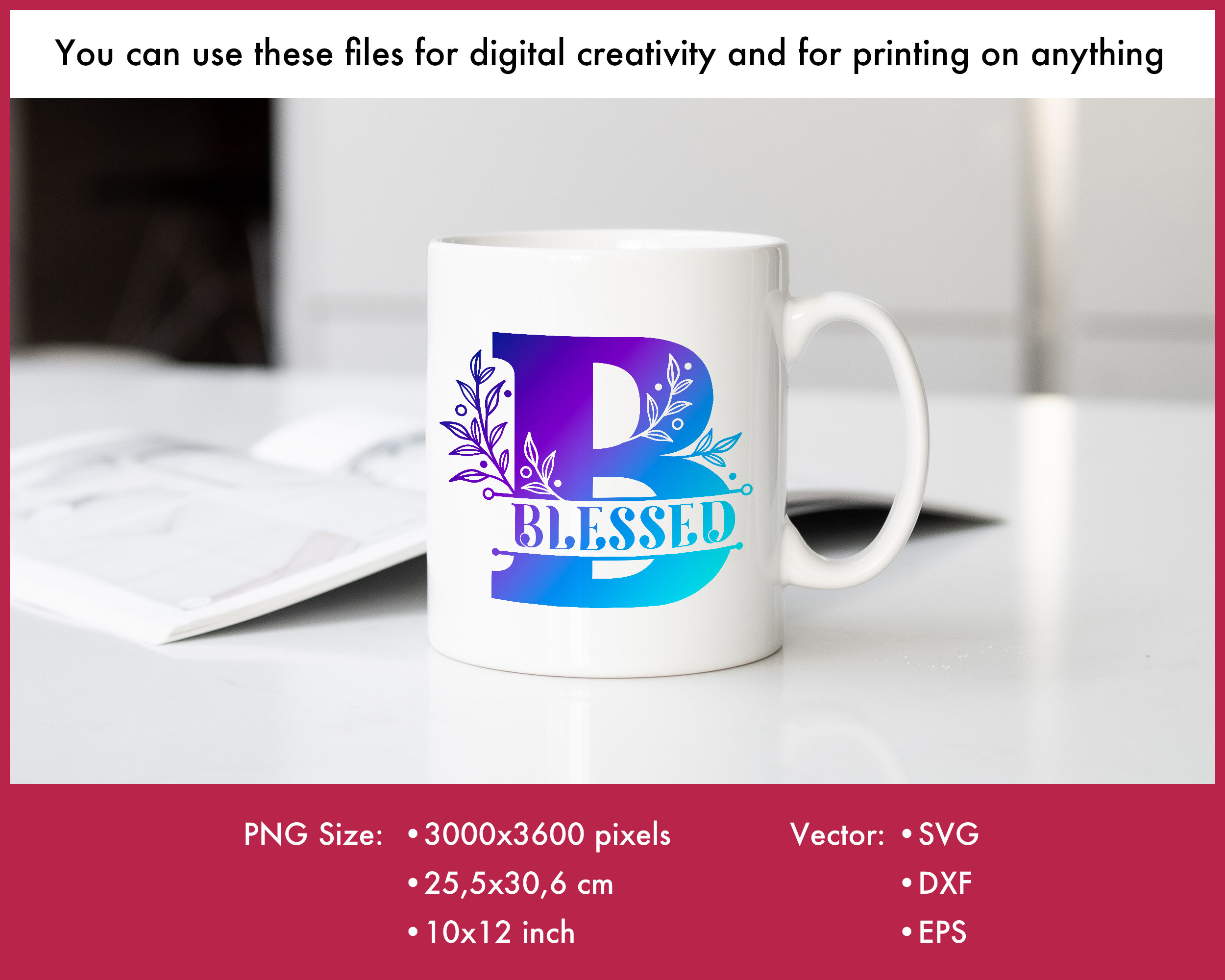 Monogram Blessed SVG, Christian SVG, Blessed for Cut, Cricut Cut File ...