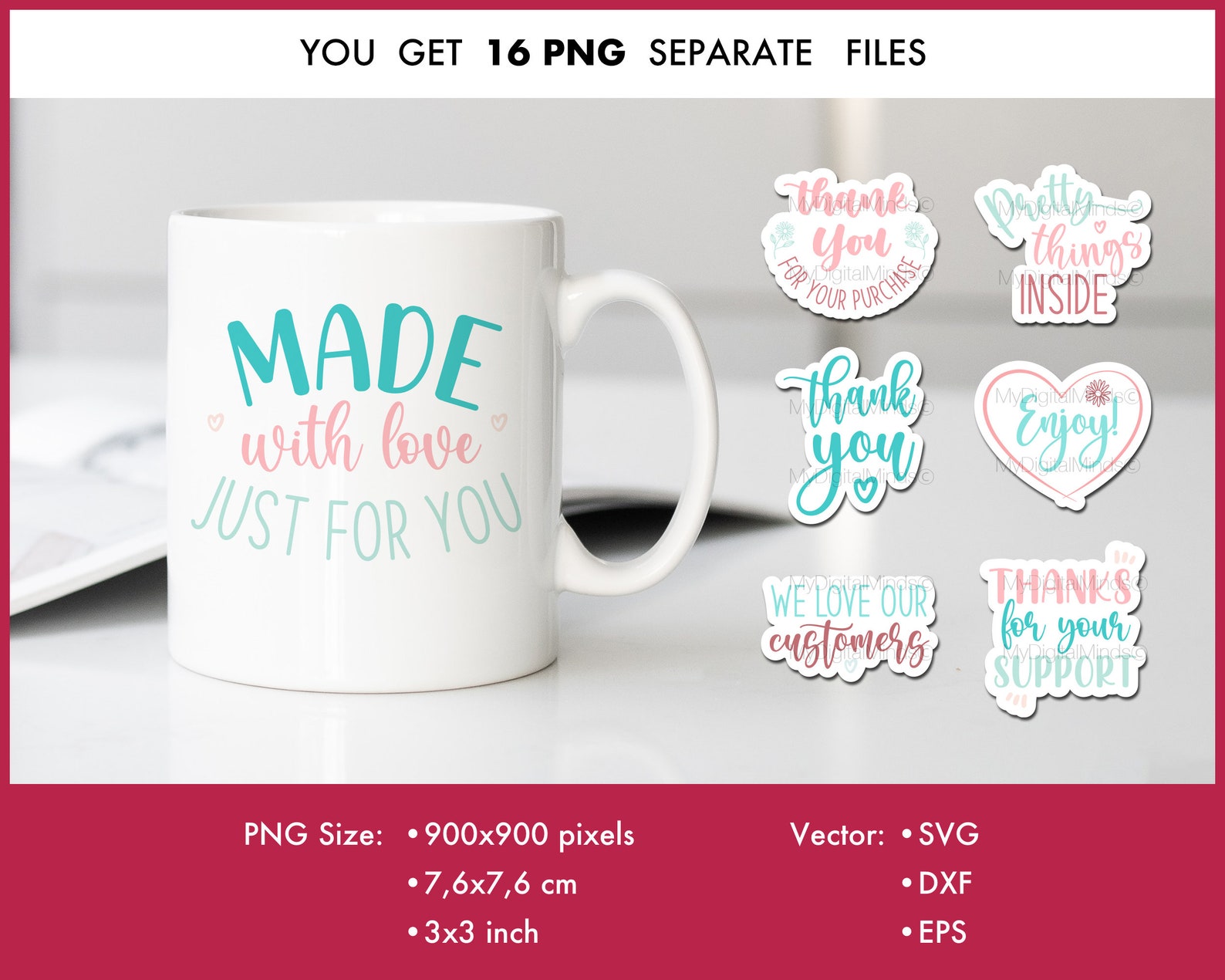 Thank You Stickers SVG, Bundle Thanks Svg, Digital Label Thanks Svg ...