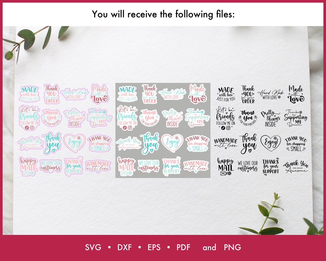Thank You Stickers SVG, Bundle Thanks Svg, Digital Label Thanks Svg ...