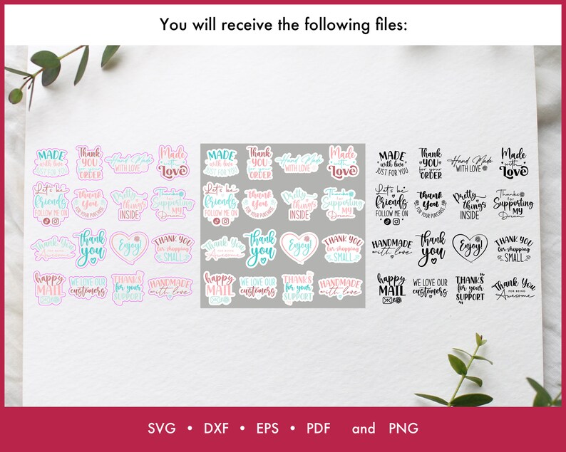 Thank You Stickers SVG, Bundle Thanks Svg, Digital Label Thanks Svg ...
