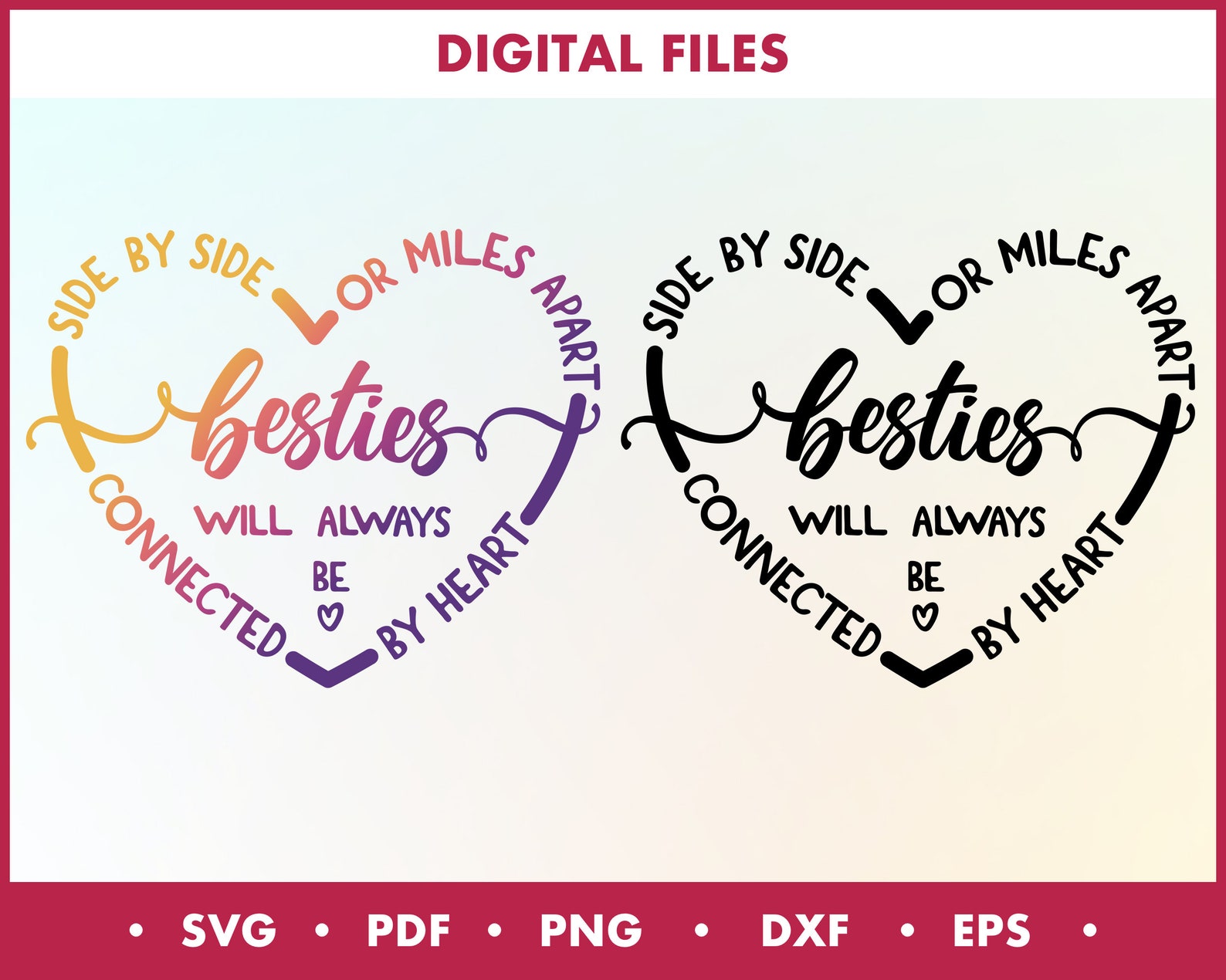 Besties SVG, Best Friends SVG, Side by Side Svg, Cut File Cricut ...