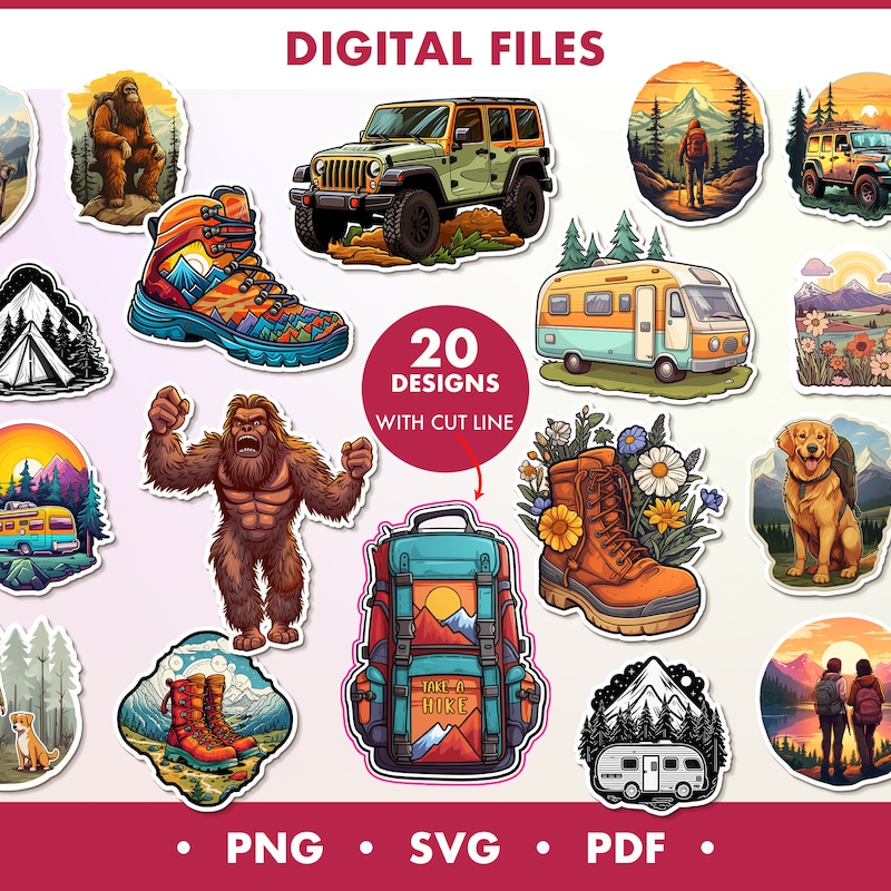 Hiking Sticker - Etsy