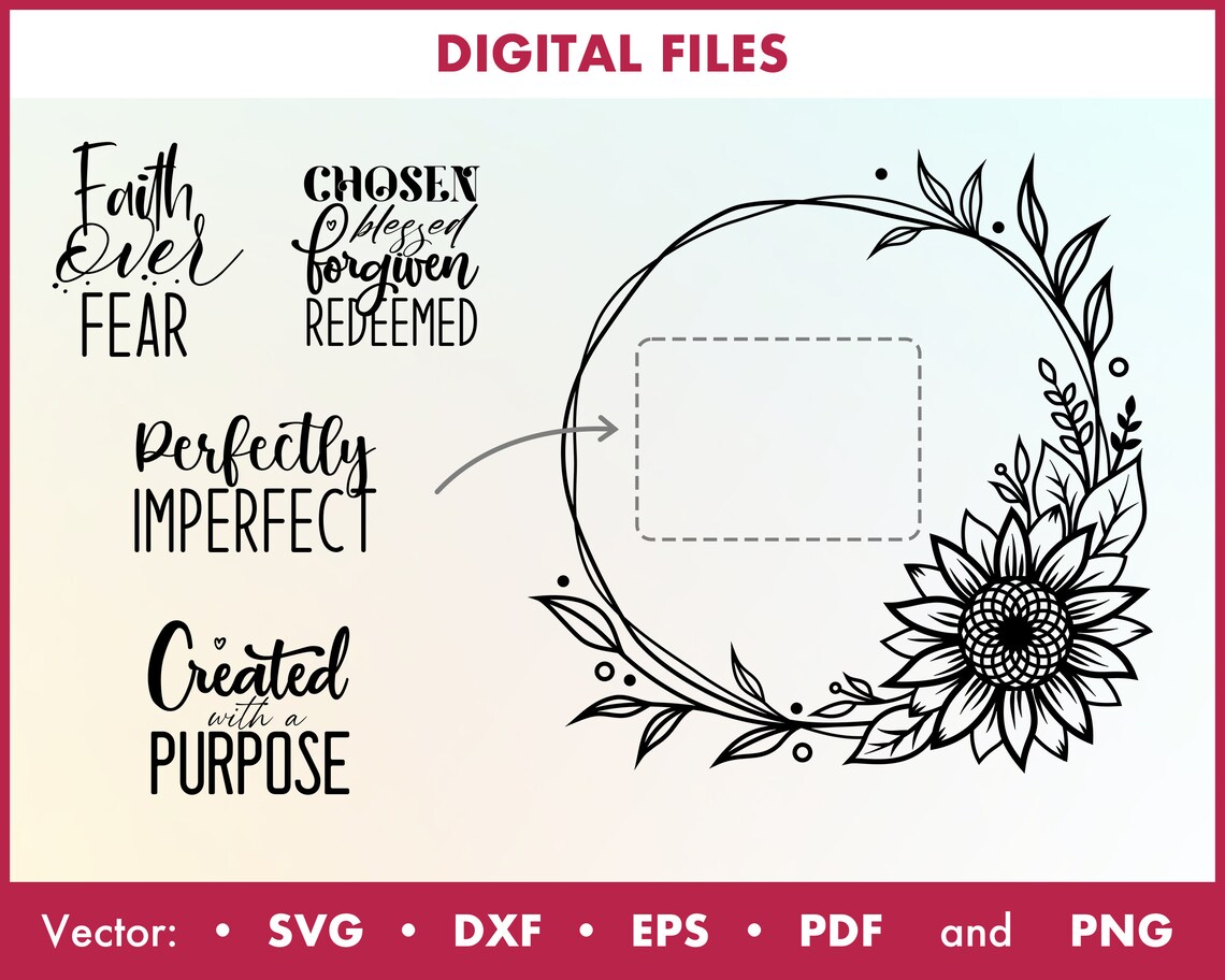 Christian SVG, Sunflower SVG, Flower Png, Summer Flower Design, Cut ...
