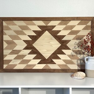 Geometric Wood Wall Art, Handmade Wall Decor, Aztec Style Design ...