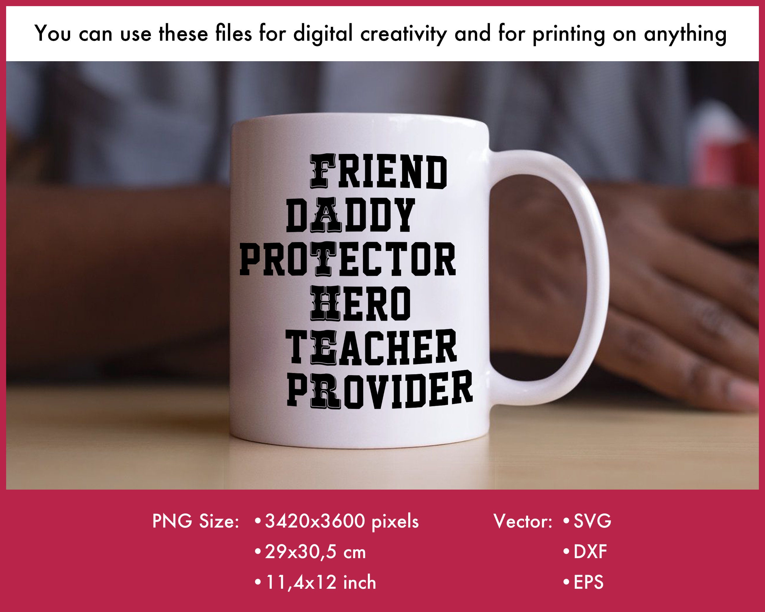 Father SVG Father Friend Daddy Protector Hero Teacher Provider, Best ...