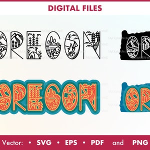 Oregon State SVG PNG Design, Oregon Wall Art, Digital Illustration ...