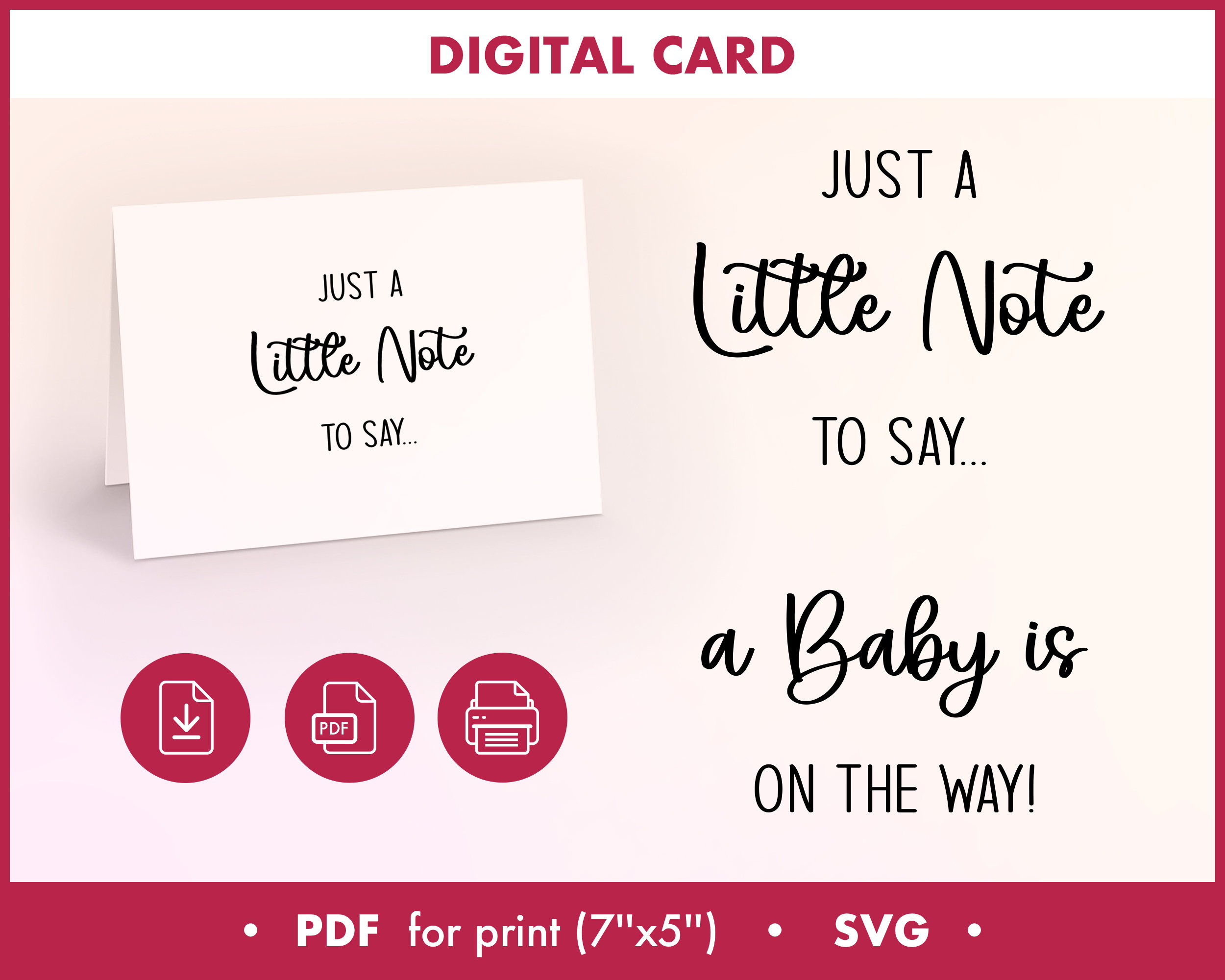 Printable Pregnancy Announcement Card Digital Card Just a - Etsy