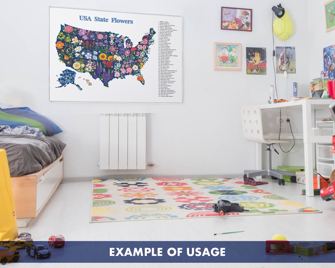 USA State Flowers / Educational Wall Art / States Flower / All 50 ...