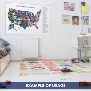 USA State Flowers / Educational Wall Art / State’s Flower / All 50 ...