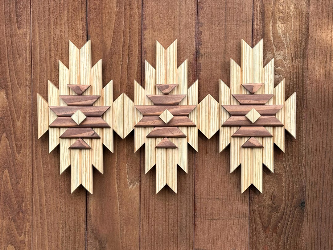 Native American Style Wall Decor, Wooden Aztec Pattern, Handmade Wall ...